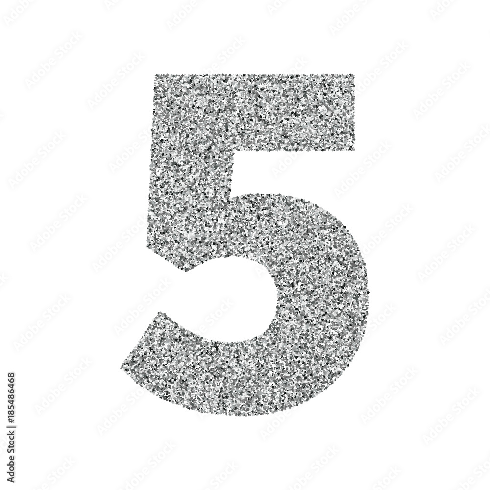 Silver glitter alphabet number 5 Stock Vector | Adobe Stock