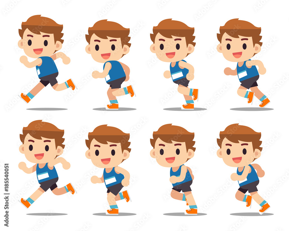 Vector set of separated frames of running man, animation, motion ...