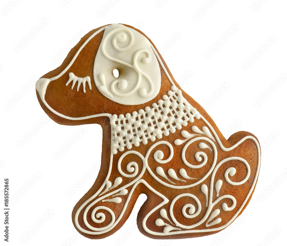 gingerbread dog on a white background Stock Photo | Adobe Stock