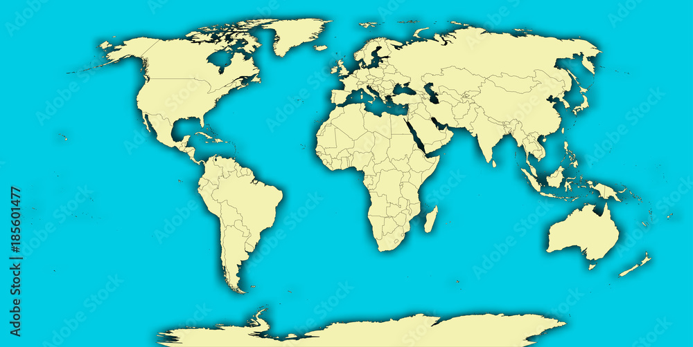 World map with country borders Stock Vector | Adobe Stock