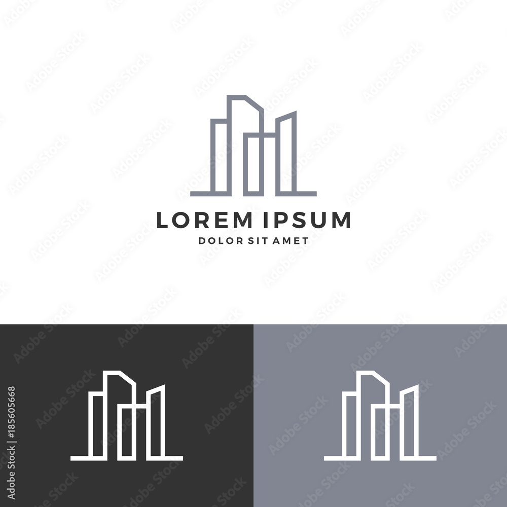 building logo vector line art outline download Stock Vector | Adobe Stock
