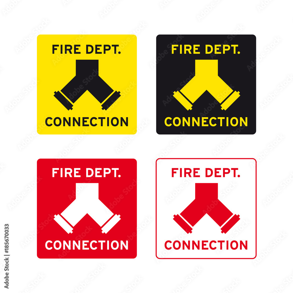 Fire department connection sign set Stock Vector | Adobe Stock