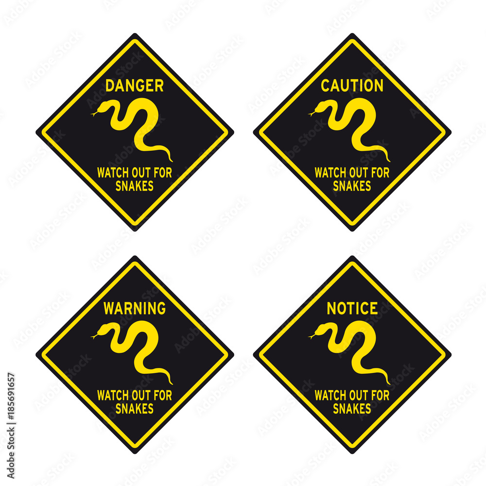 Snake serpent viper cobra caution sign set Stock Vector | Adobe Stock