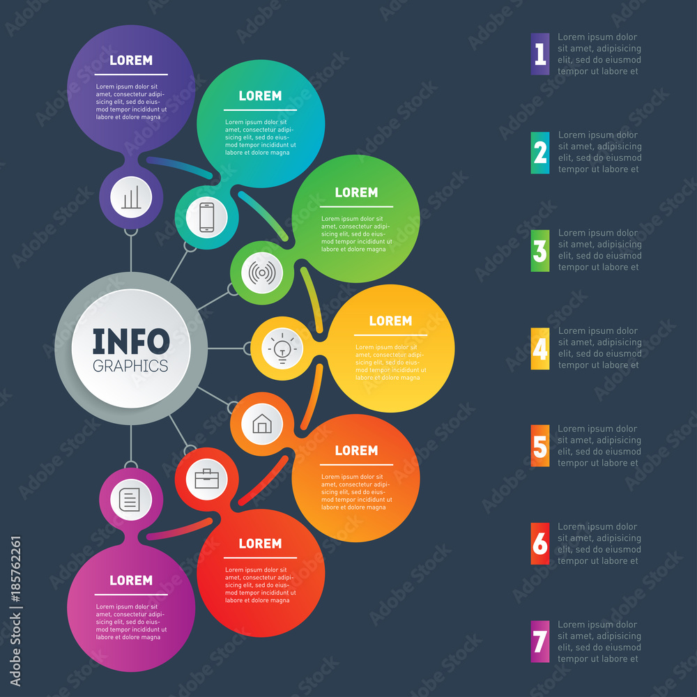 Business presentation or infographic with 7 options. Web Template of a ...