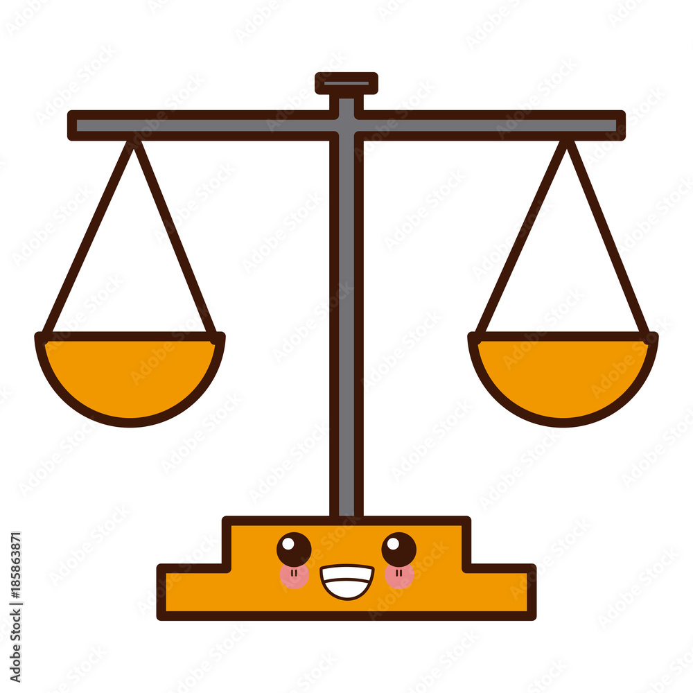 Balance justice symbol cute kawaii cartoon vector illustration Stock ...