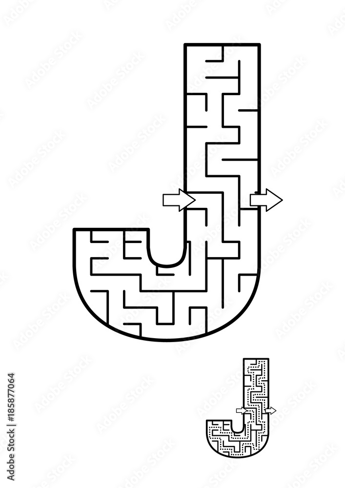 Alphabet learning fun and educational activity for kids - letter J maze ...