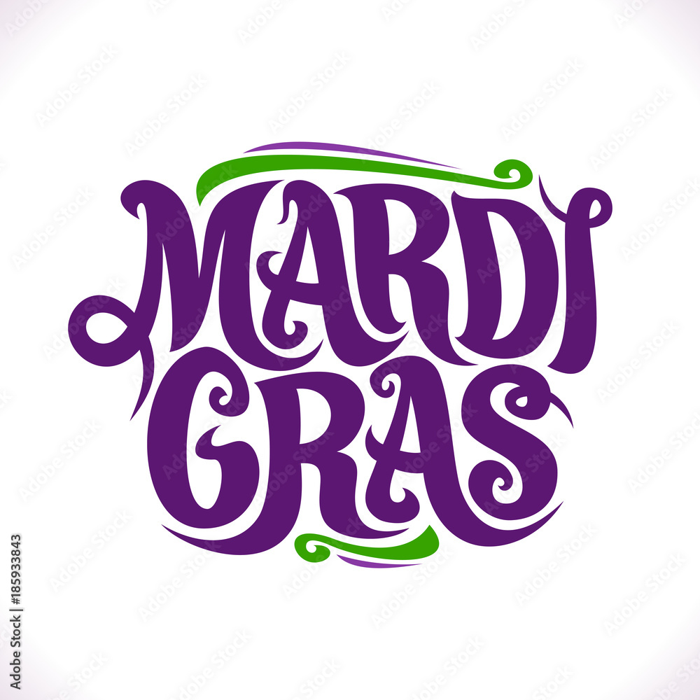 Vector poster for Mardi Gras Carnival, original decorative font for ...