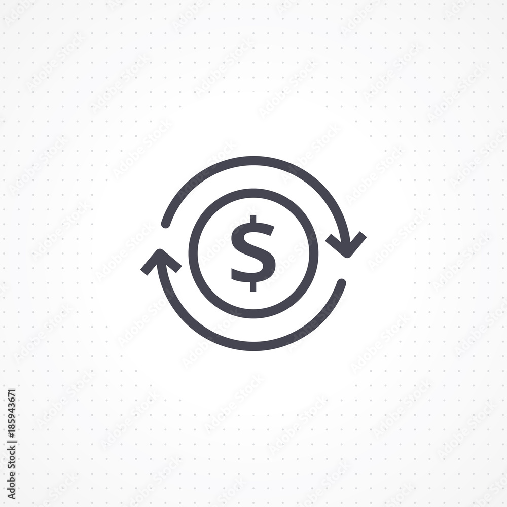 Vector currency circulate icon. Automatic recurring payments. Billing ...