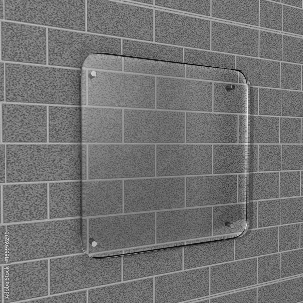 Blank transparent glass Interior Office Corporate Signage plate mock up ...