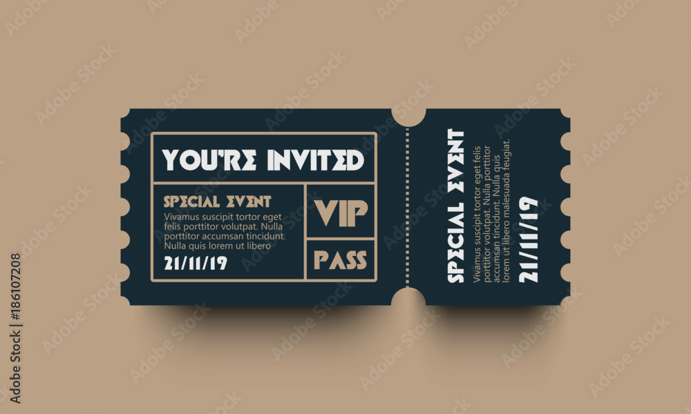 Vector de Stock You Are Invited VIP Pass Party Entry Ticket Design ...