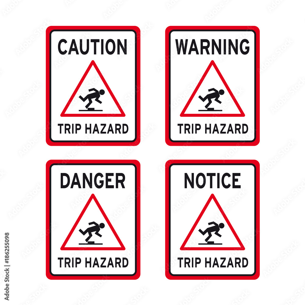 Trip hazard sign set Stock Vector | Adobe Stock