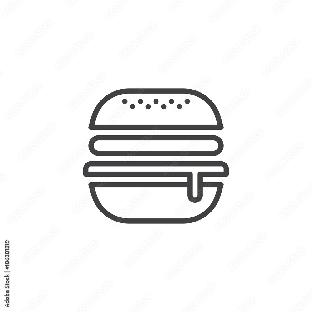 Hamburger line icon, outline vector sign, linear style pictogram ...