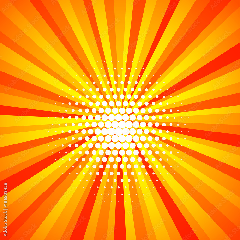 Yellow Orange Colored Summer Pop Art Style Blue Comics Book Background