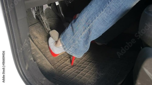 Stock Video of Slow motion footage of woman in sexy high heels pressing ...