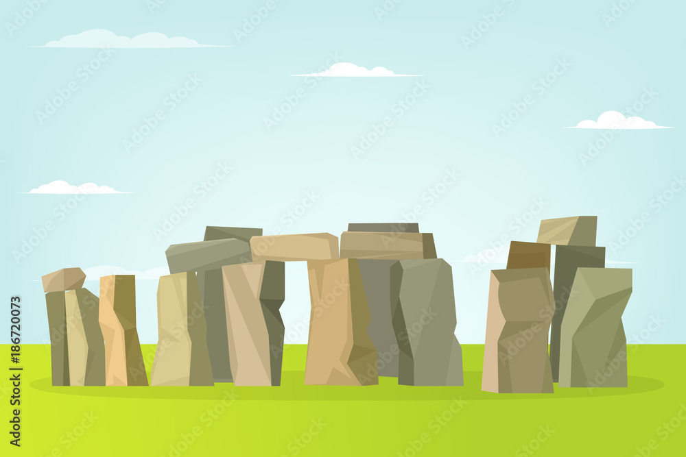 Stonehenge vector landscape Stock Vector | Adobe Stock