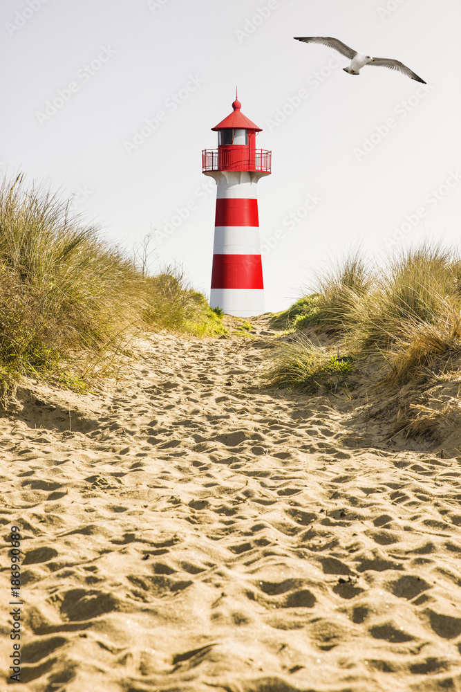 Stock-Foto „Rot/Weißer Leuchtturm“ | Adobe Stock
