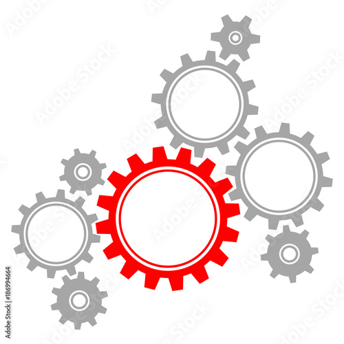 Gears Graphics Grey/Red Stock Vector | Adobe Stock