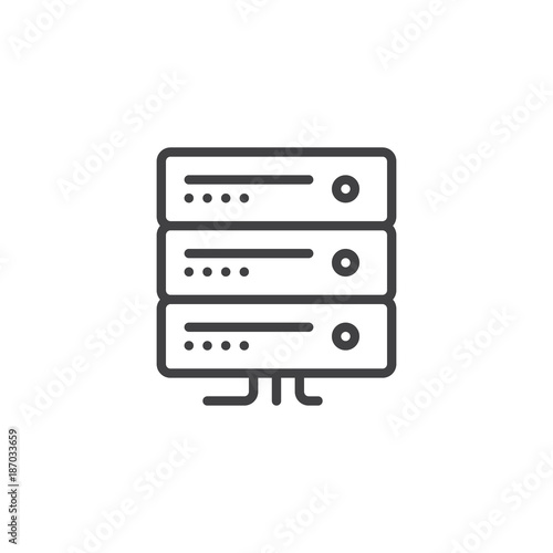 Computer server line icon, outline vector sign, linear style pictogram ...