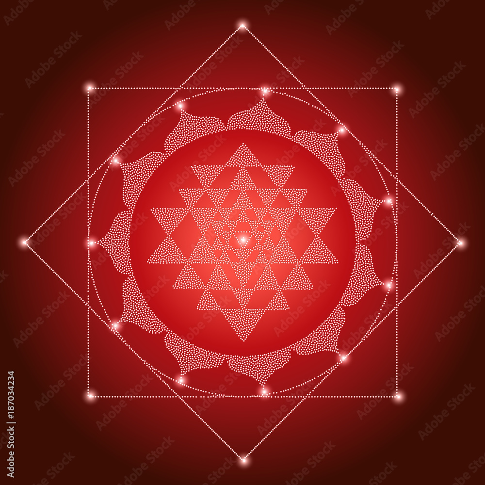 Sacred Indian Geometry Mystical Meditative Diagram Symbol - Vector Shri ...