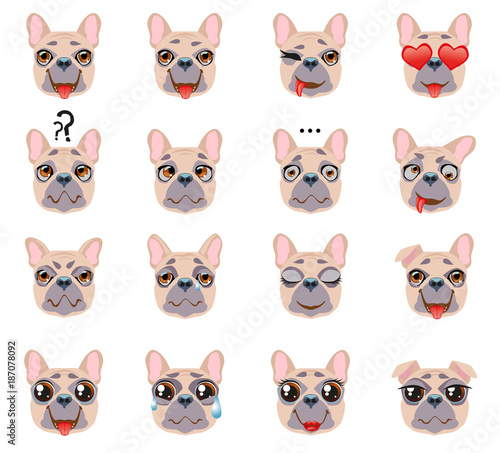 French bulldog Dog Emoji Emoticon Expression Stock Vector | Adobe Stock