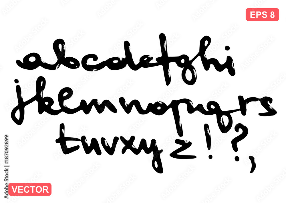 The font alphabet vector set. Handwritten lowercase letters drawing ...