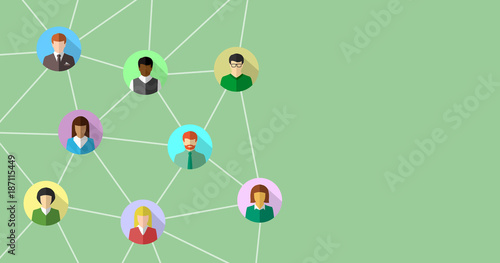 Network concept with diverse people connecting to each other. Abstract ...