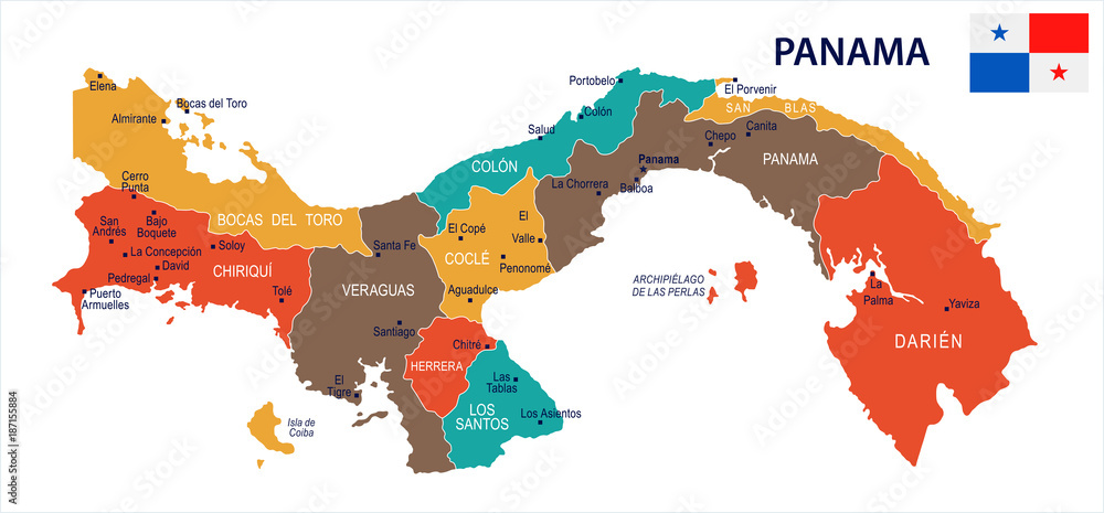 Panama - map and flag Detailed Vector Illustration Stock Vector | Adobe ...