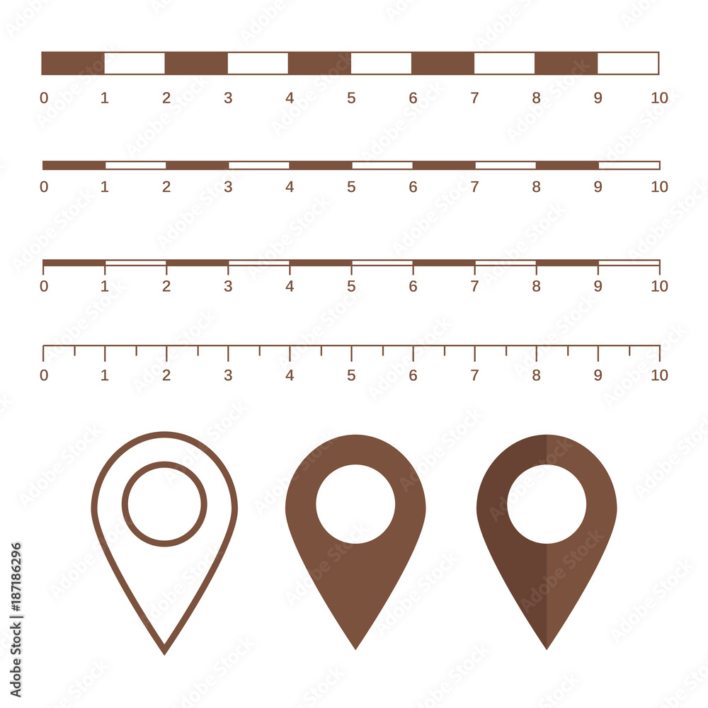 Map scales graphics for measuring distances. Scale measure map vector ...