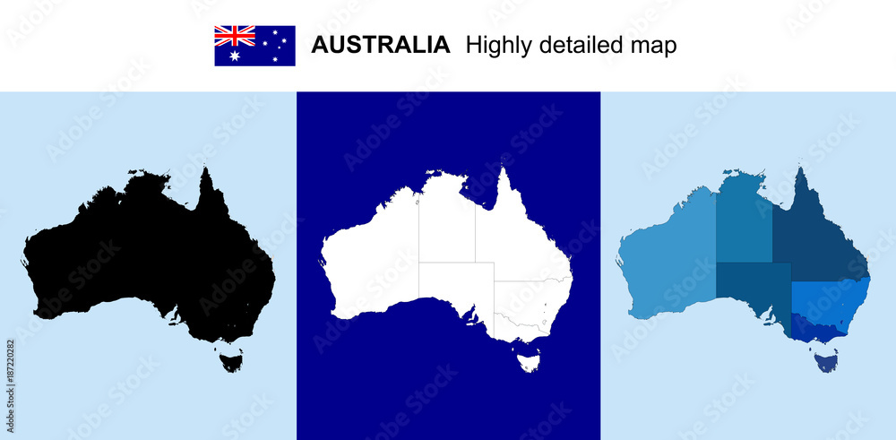 Australia - Vector highly detailed political map with regions ...