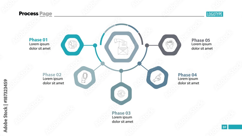 Phases Of Business Process Slide Template Stock Vector | Adobe Stock