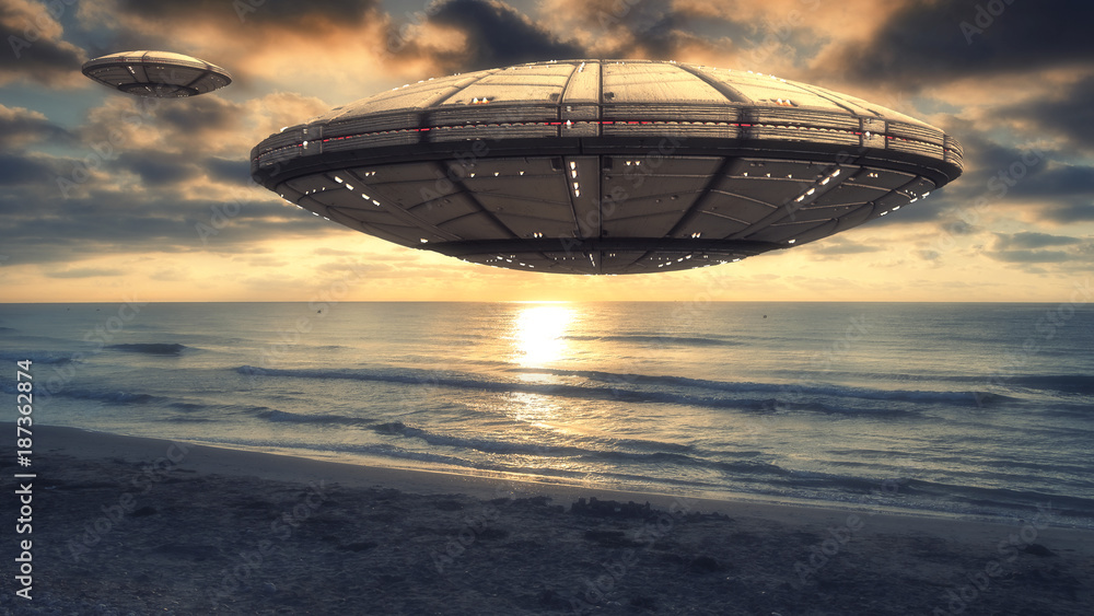 3D rendering. Futuristic alien Spaceship Stock Illustration | Adobe Stock