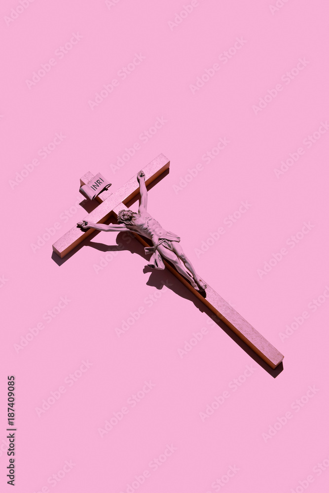 Pink Jesus Christ Crucifix Stock Photo | Adobe Stock