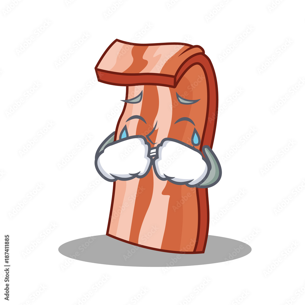 Crying bacon mascot cartoon style Stock Vector | Adobe Stock