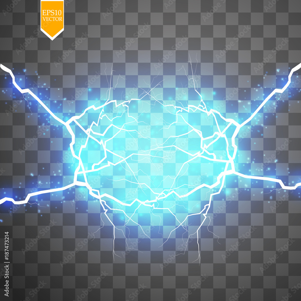 Blue abstract energy shock explosion special light effect with spark ...