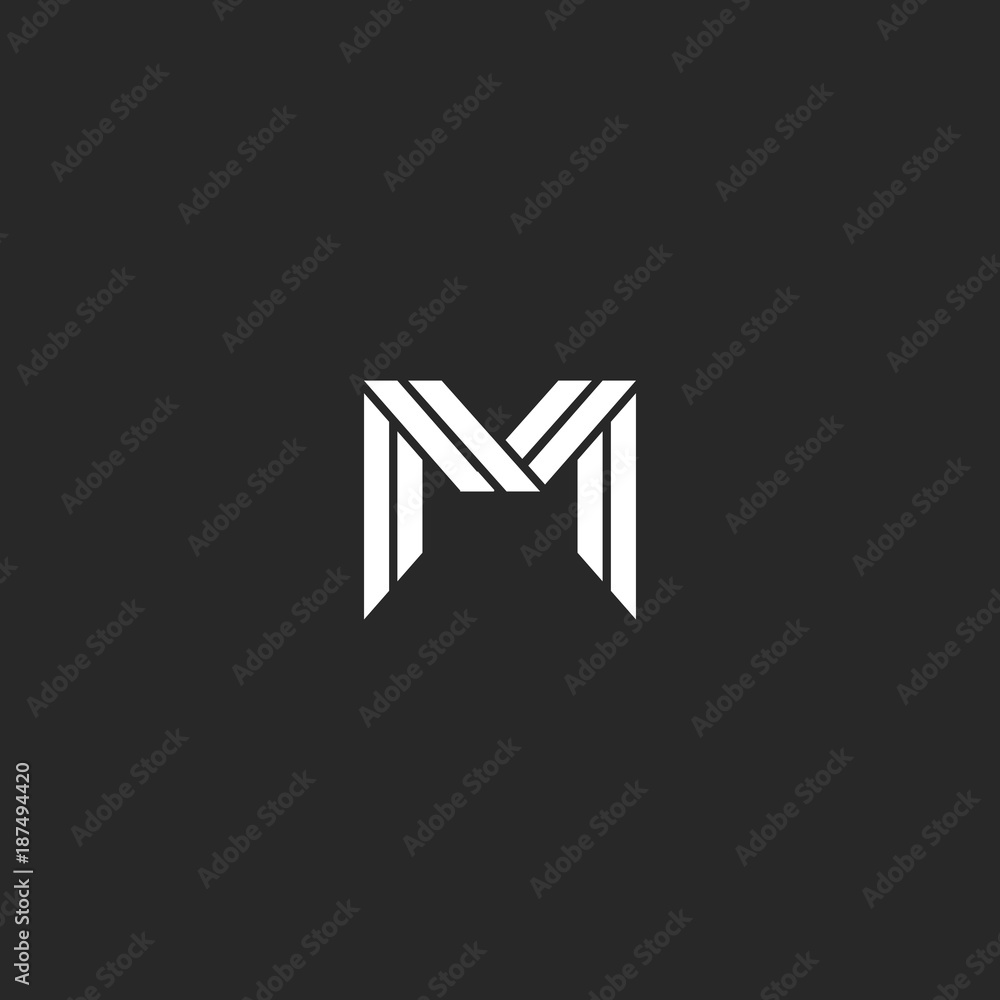 Elegant letter M logo monogram design. Luxury black and white ...