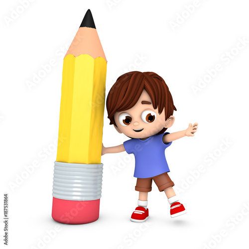 Niño sujetando un lápiz gigante Stock Illustration | Adobe Stock Niño sujetando un lápiz gigante Stock Illustration | Adobe Stock
