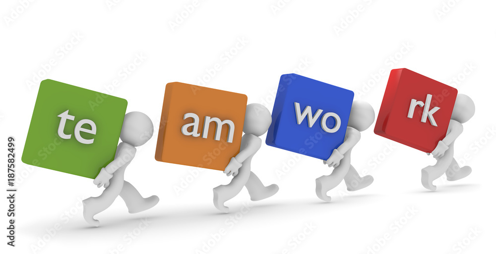 Stock-Illustration „Teamwork Konzept 3d Männchen bunte Würfel“ | Adobe ...