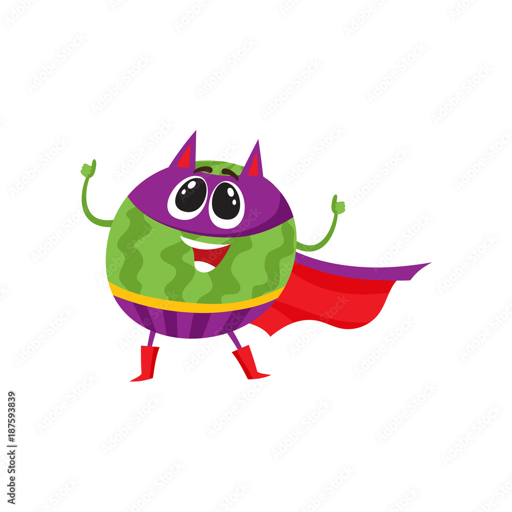 Watermelon fruit hero, superhero character, guard, defender, comic ...