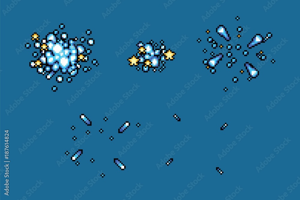 pixel art stars explosion animation frames, vector Stock Vector | Adobe ...