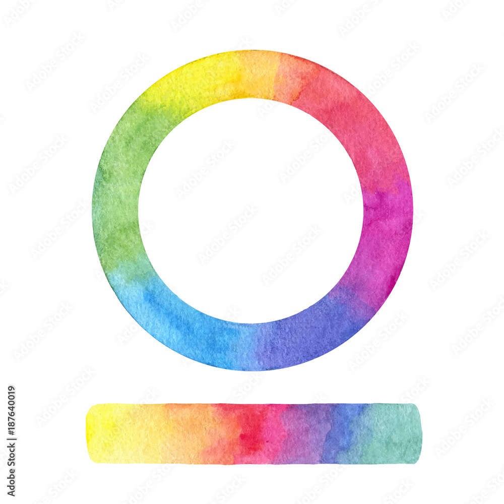 Hand painted vector color wheel and gradient stroke isolated on the ...
