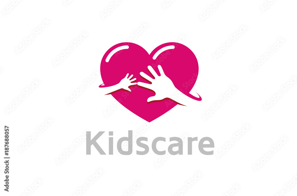 Creative Two Hands Red Heart Logo Design Symbol Illustration Stock ...