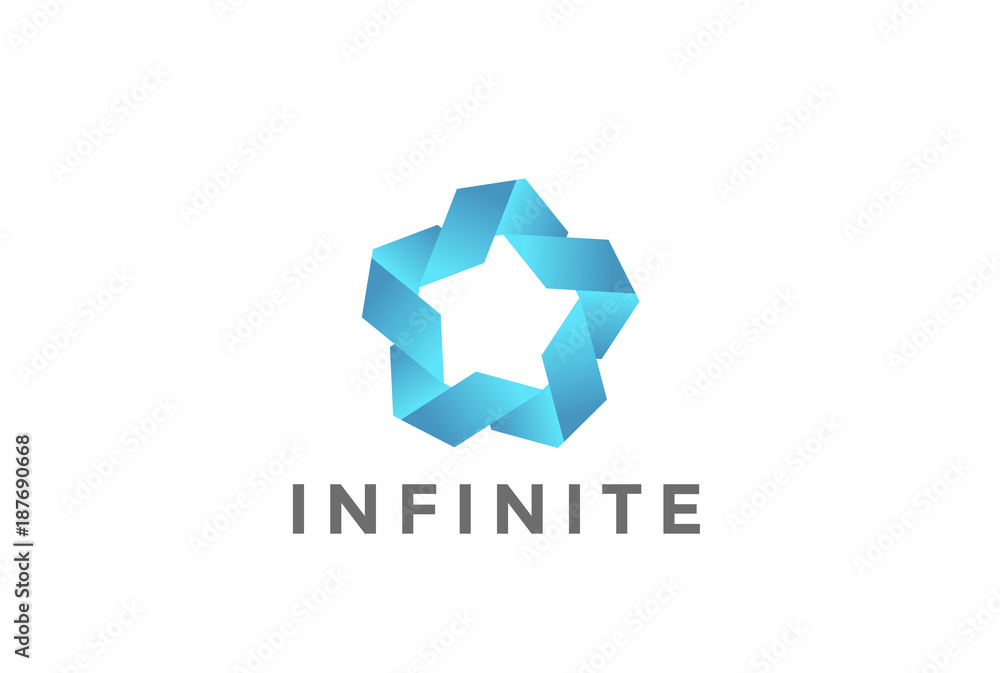 Five point Star Union Logo Looped infinity vector. Teamwork icon Stock ...