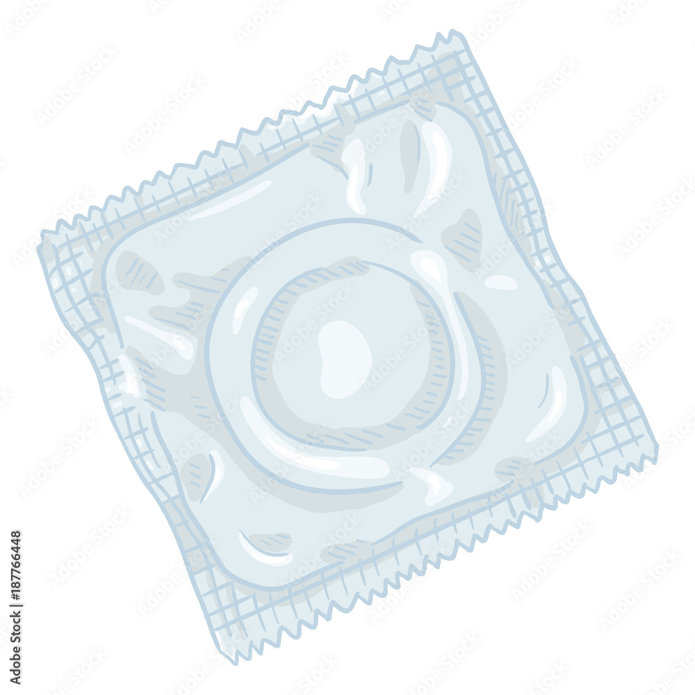 Vector Single Cartoon Condom in Blank Package. Contraceptive ...
