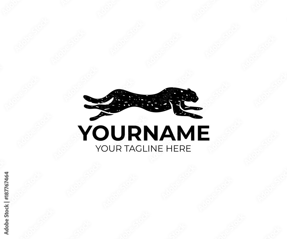 Running cheetah logo template. Animal vector design. Predator ...