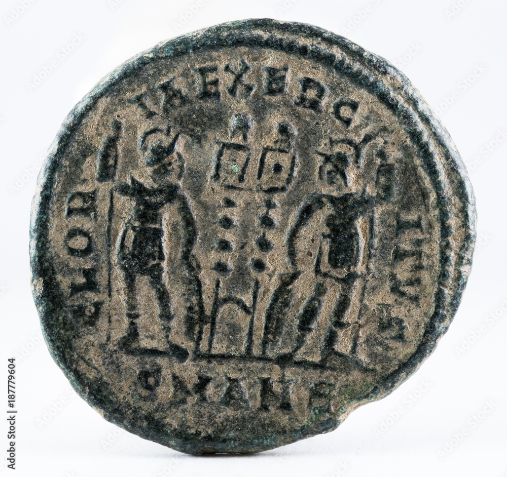 Ancient Roman copper coin of Emperor Constantius II. Reverse. Stock ...