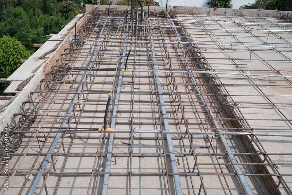 Construction rebar steel work reinforcement in conncrete structure of ...