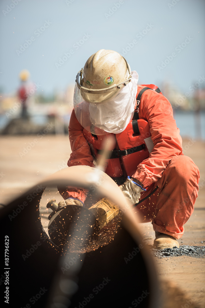 Offshore worker in the oil and gas industry in Angola Stock Photo ...
