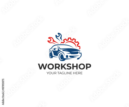 Auto workshop logo template. Auto service vector design. Car and tools ...