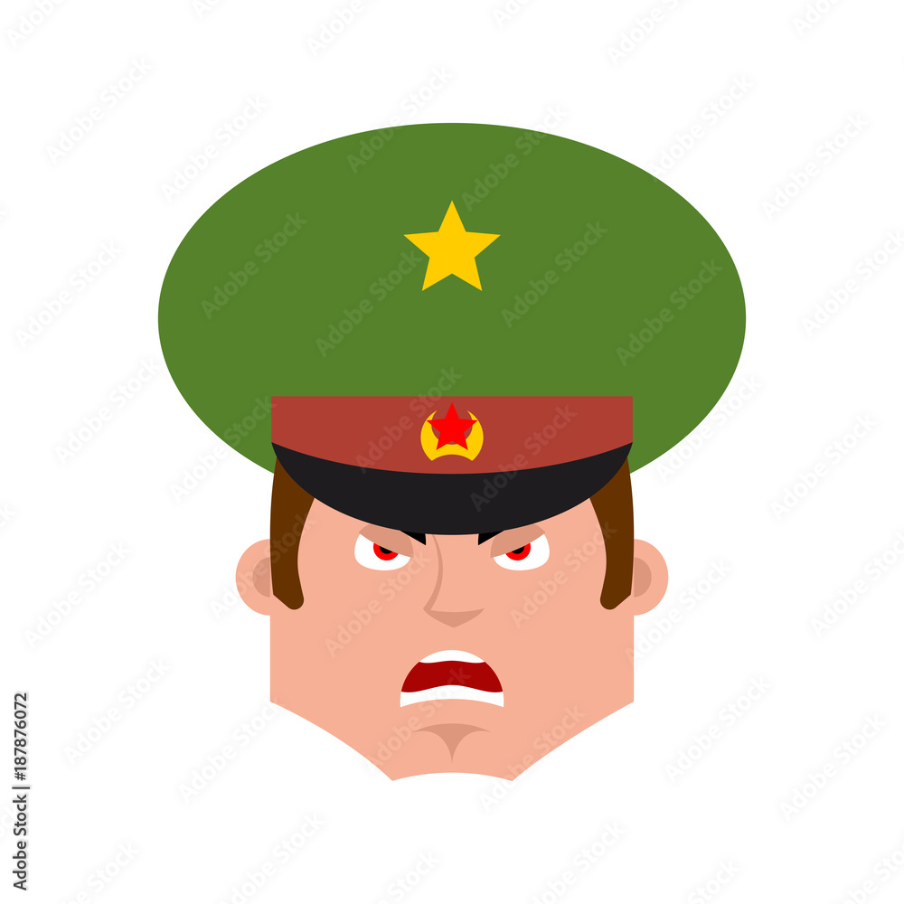 Russian Officer angry emoji. Soldier evil emotions avatar. aggressive ...