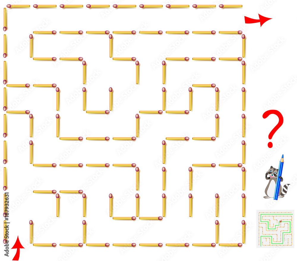 Logic puzzle game with labyrinth. Need to remove one matchstick and ...
